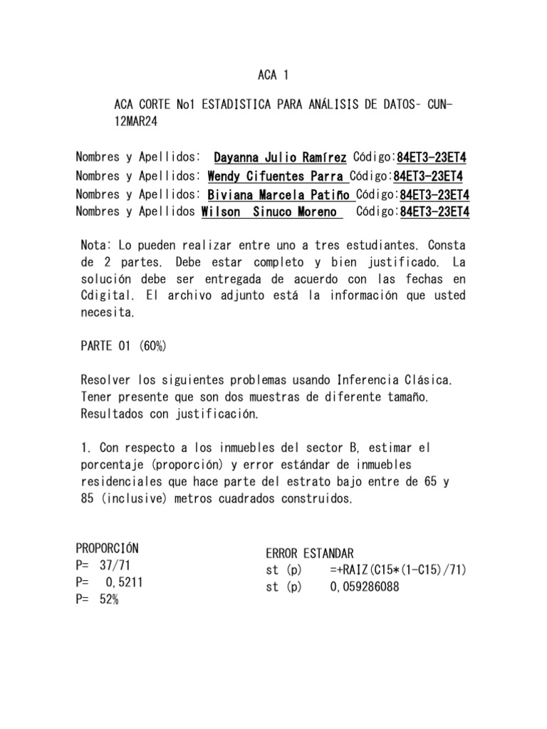 Aca 01 Estadistica para Analisis de Datos (Final) | PDF | Error estándar | Teoría estadística