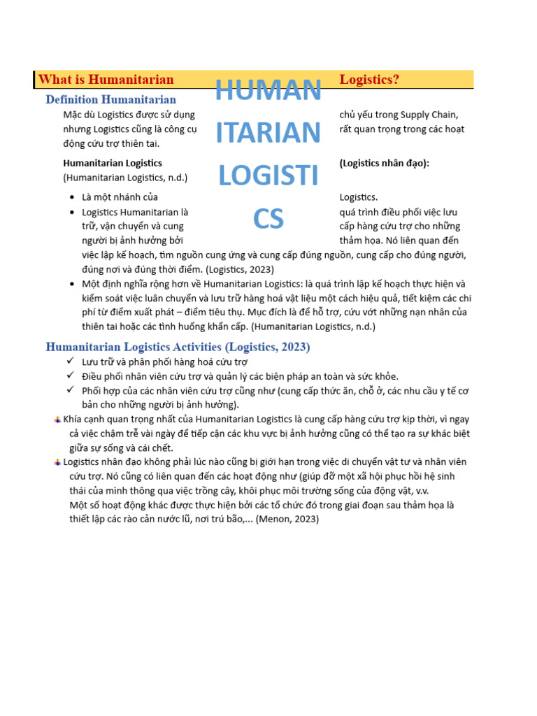What Is Humanitarian Logistics | PDF