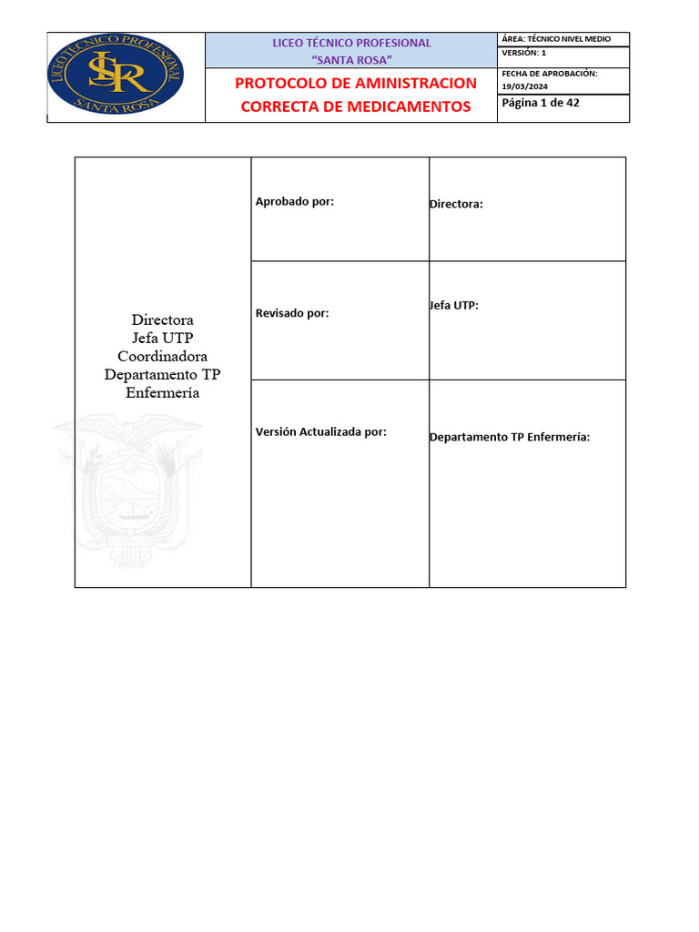 Protocolo Administracion de Medicamentos Word | PDF | Medicamentos con receta | Seguridad del ...