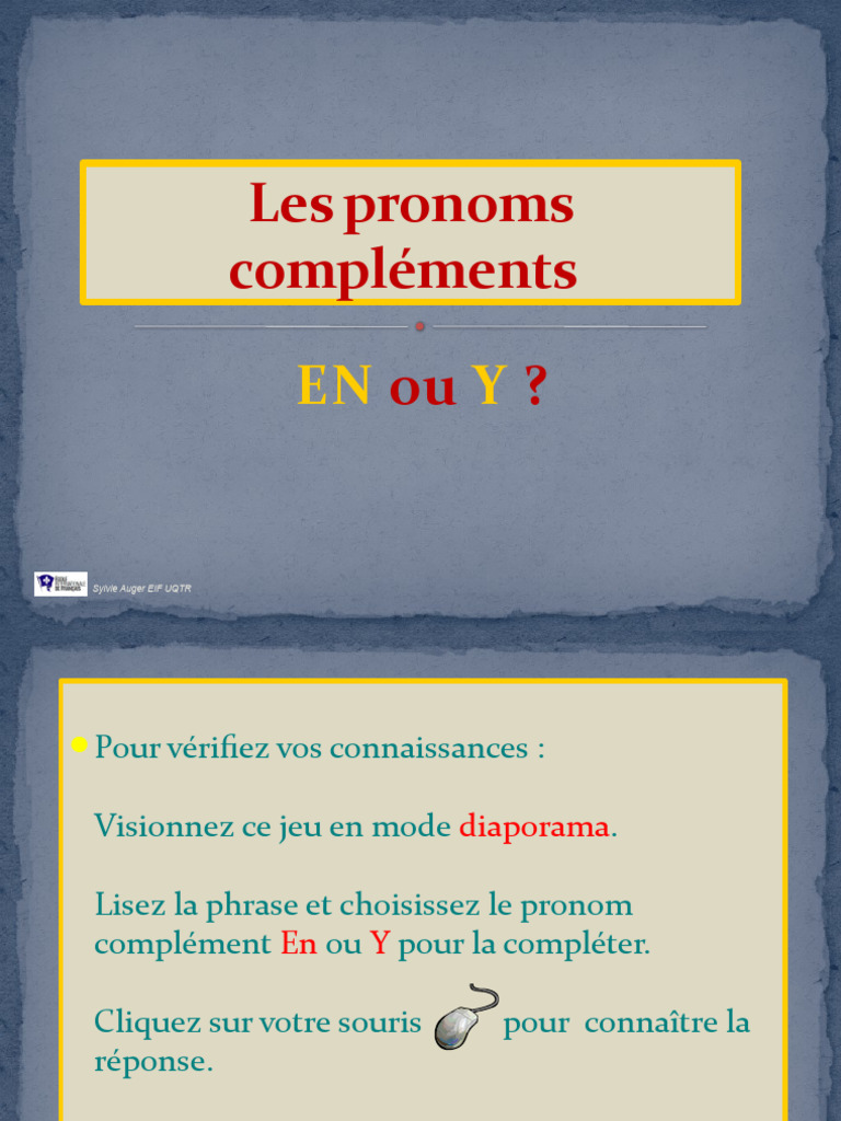 Les Pronoms Complément en Et Y AU Jeu ! | PDF | Cuisine | Nourritures