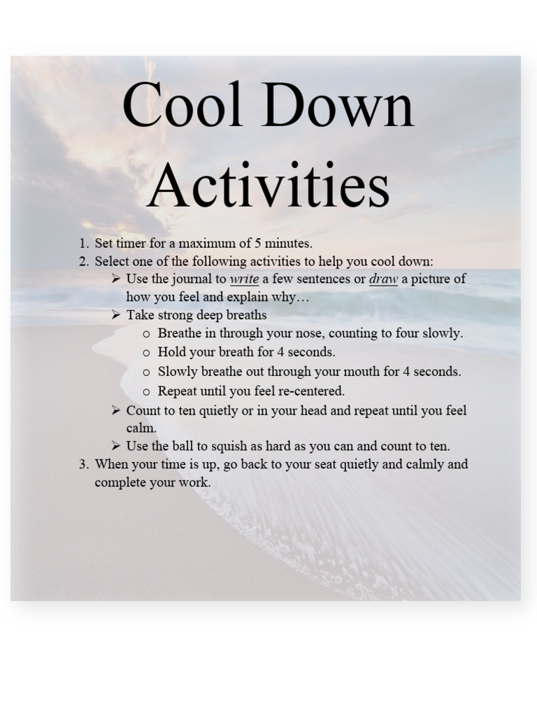 Cool Down Strategies For Upper Elementary | PDF