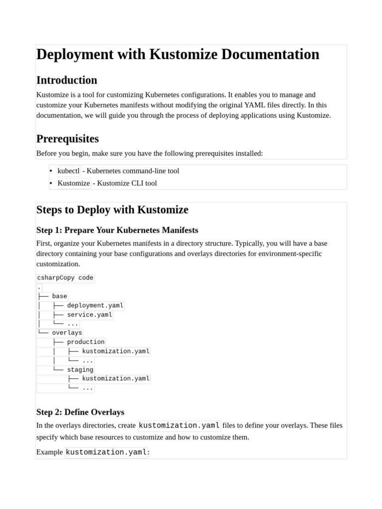 Kustomize Deployment Guide | PDF