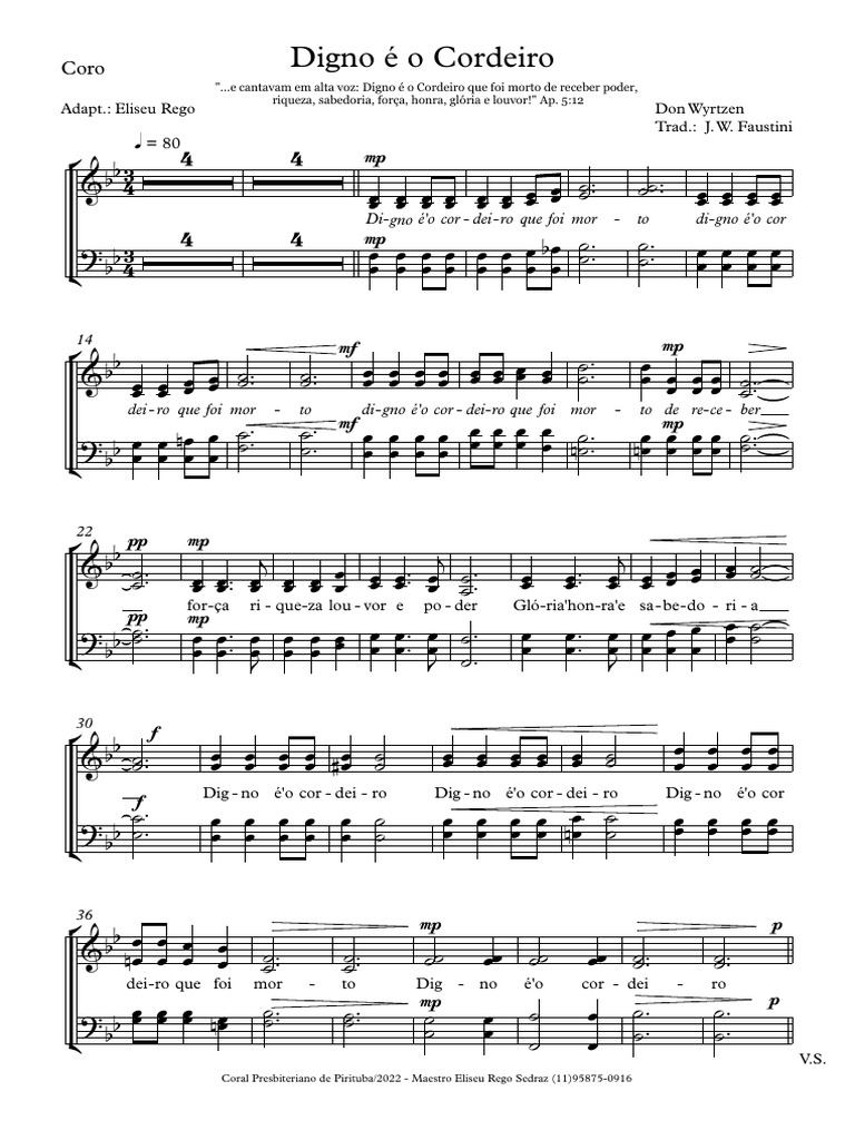Digno É o Cordeiro | PDF
