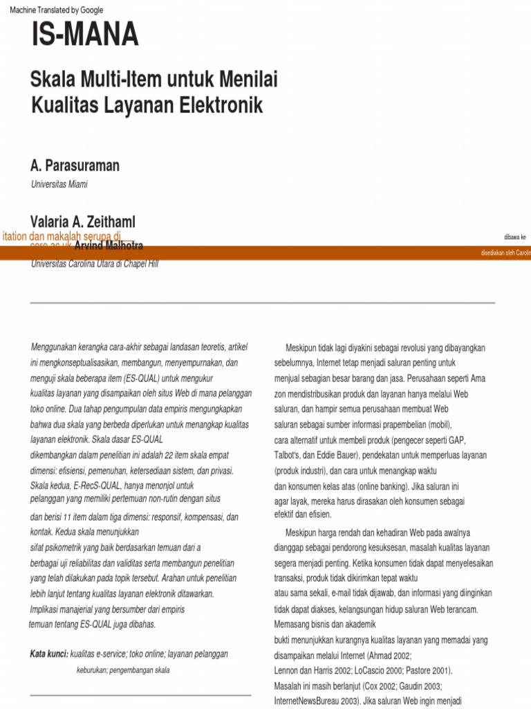 Kualitas Layanan Elektronik dan E-RecS-QUAL | PDF
