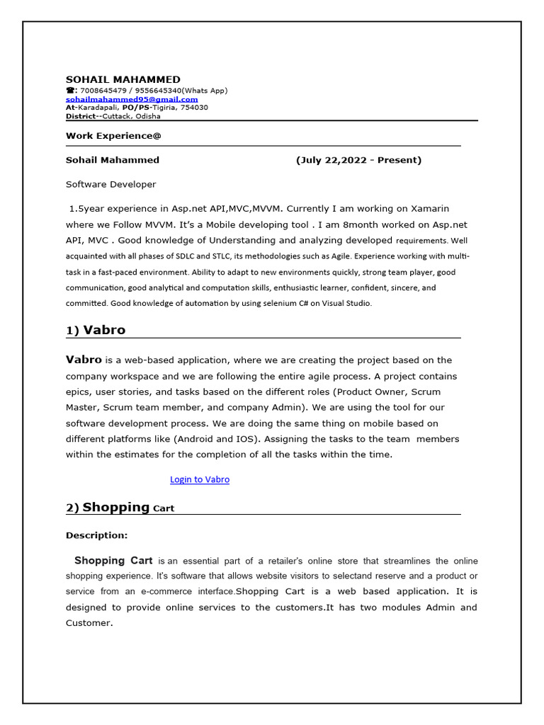 Sohail Resume Pdf Software Development Process Application Software