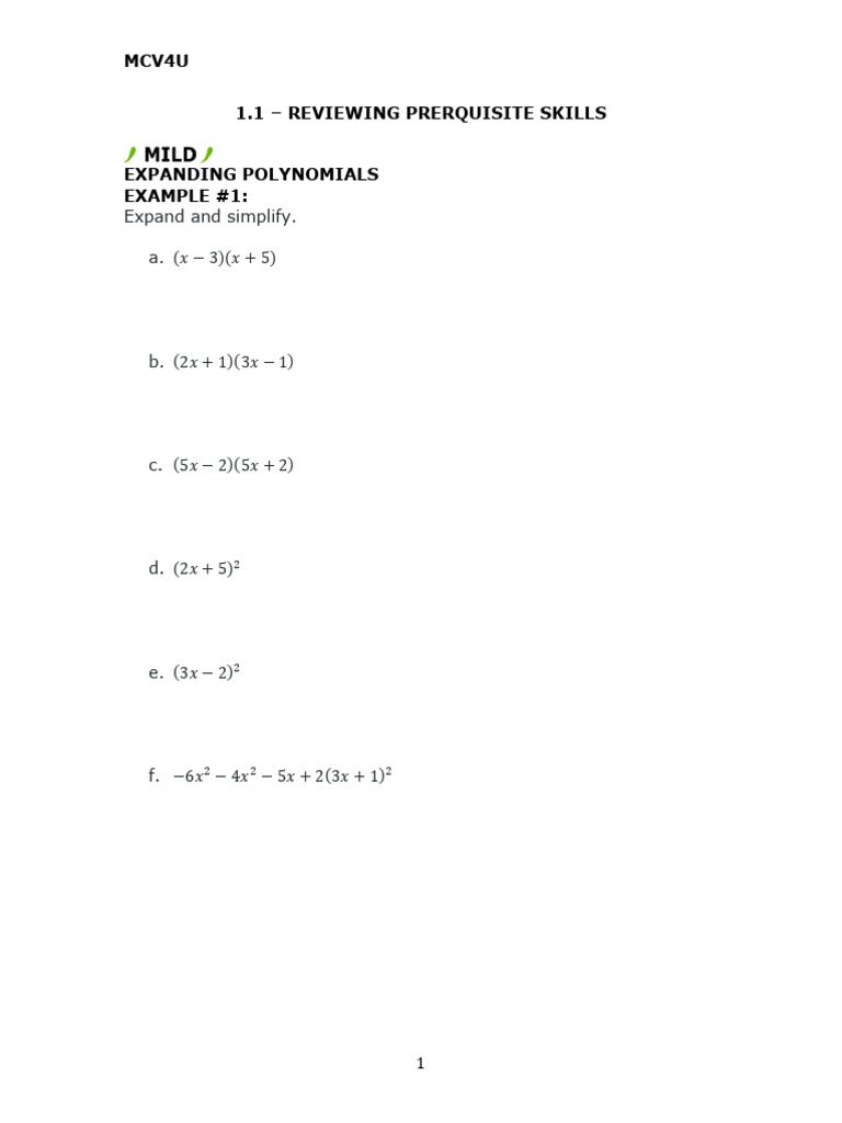 MCV4U Math Skills Review Guide | PDF | Tangent | Slope
