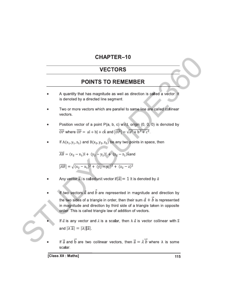 Class 12 Maths Notes Chapter 10 Studyguide360 | PDF