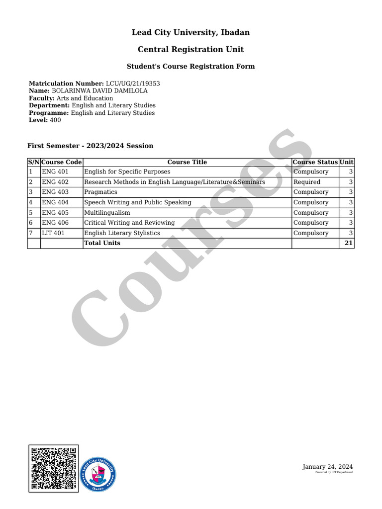 Course Form LCU - UG - 21 - 19353 | PDF | Linguistics | Human Communication