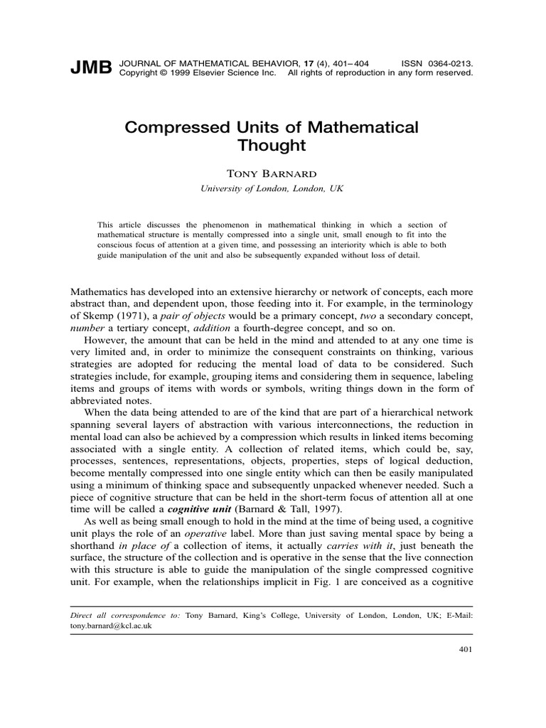 Compressed Units of Mathematical Thought | PDF | Trigonometric Functions | Cognitive Science