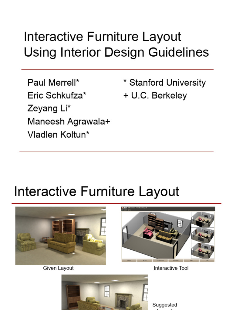 Nteractive Furniture Layout Using Interior Design Guidelines (Presentation) Author Paul Merrell ...