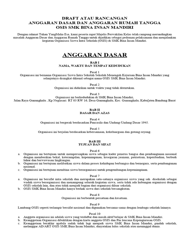 Draft AD-ART OSIS SMK BIM | PDF