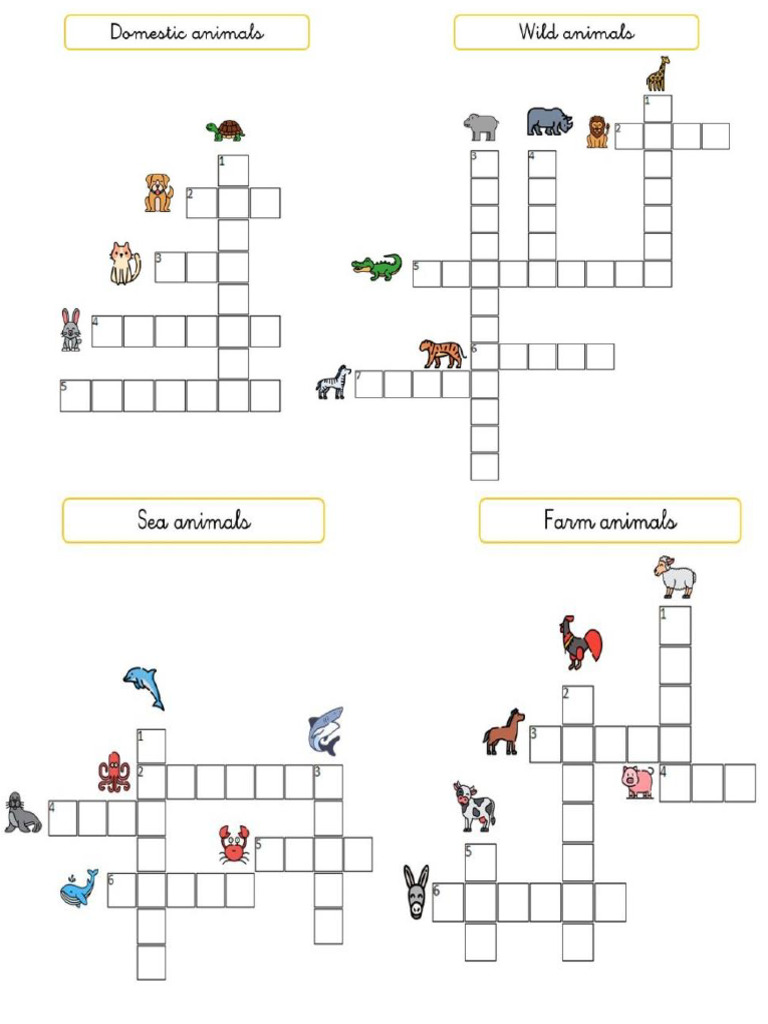 Animals and Fruits Crossword | PDF