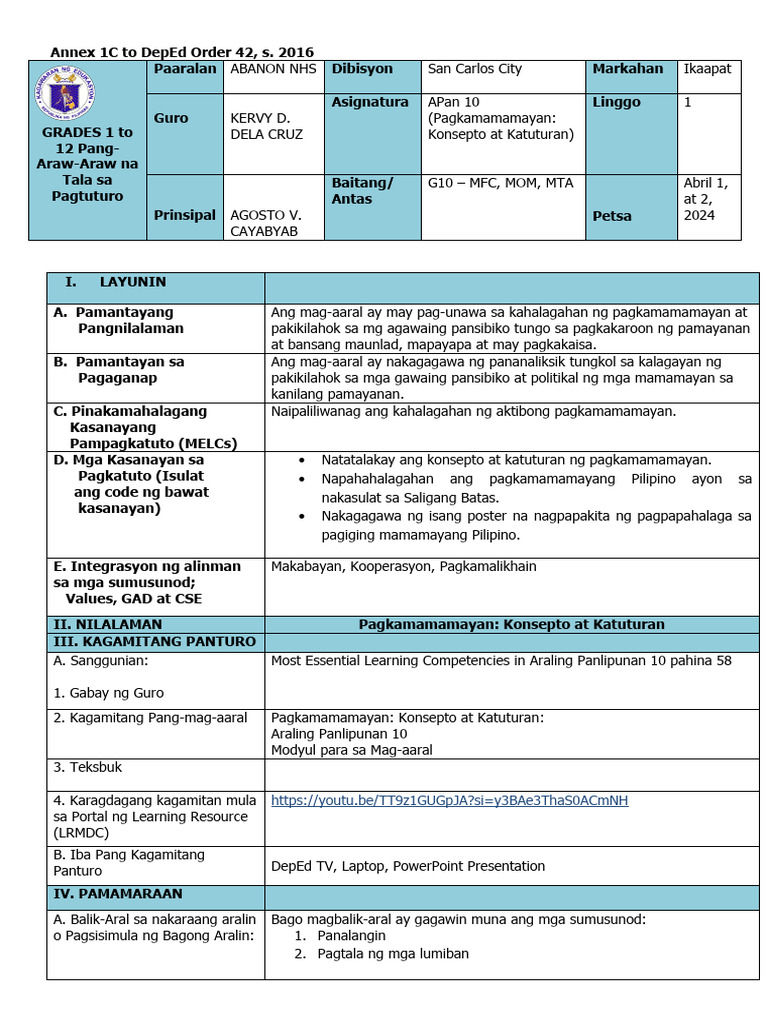 DAY1 - DLL AP10 Q4 Week1 | PDF