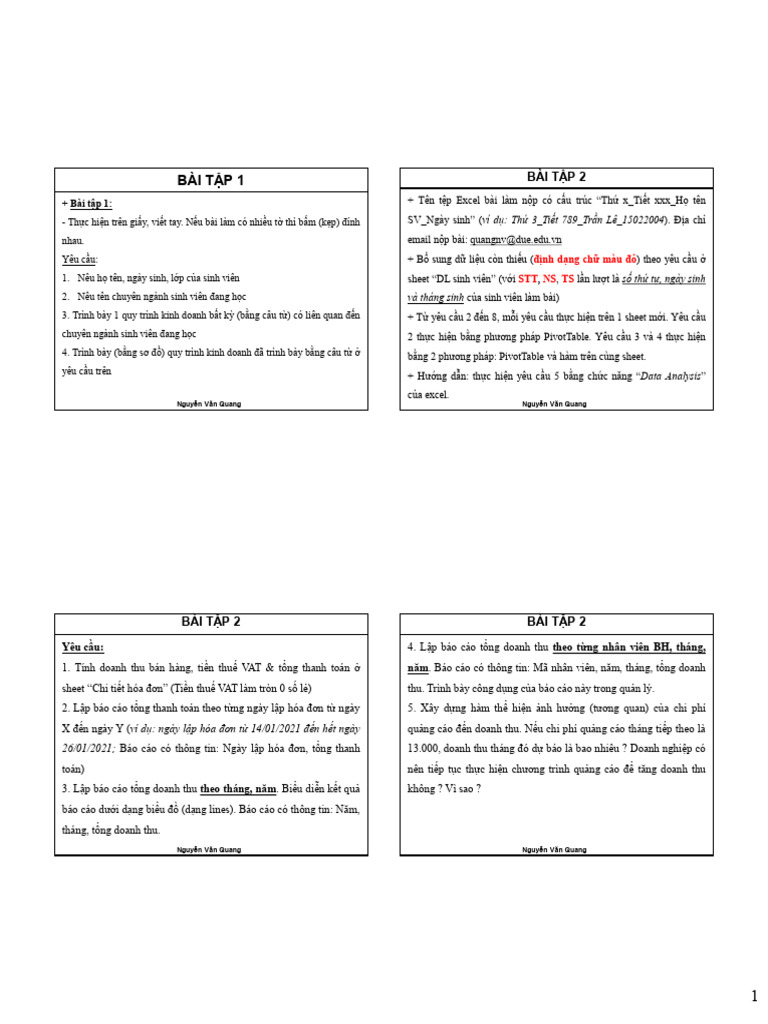 Gioi Thieu HP & Cac Yeu Cau Bai Tap - Dot 2 | PDF