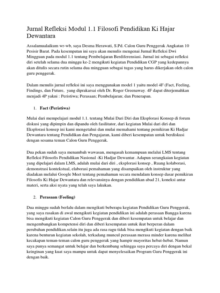 Jurnal Refleksi Modul 1 | PDF