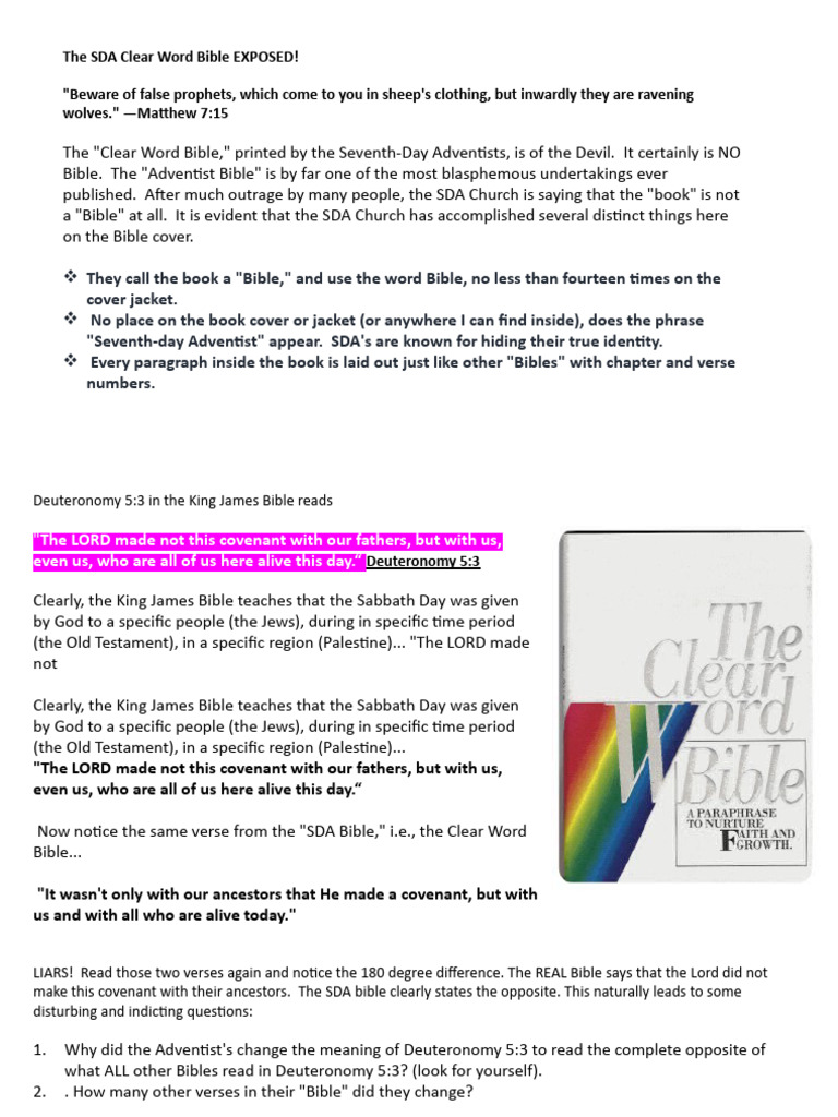 Sda Are False Teacher Are of The Devil | PDF | Seventh Day Adventist ...