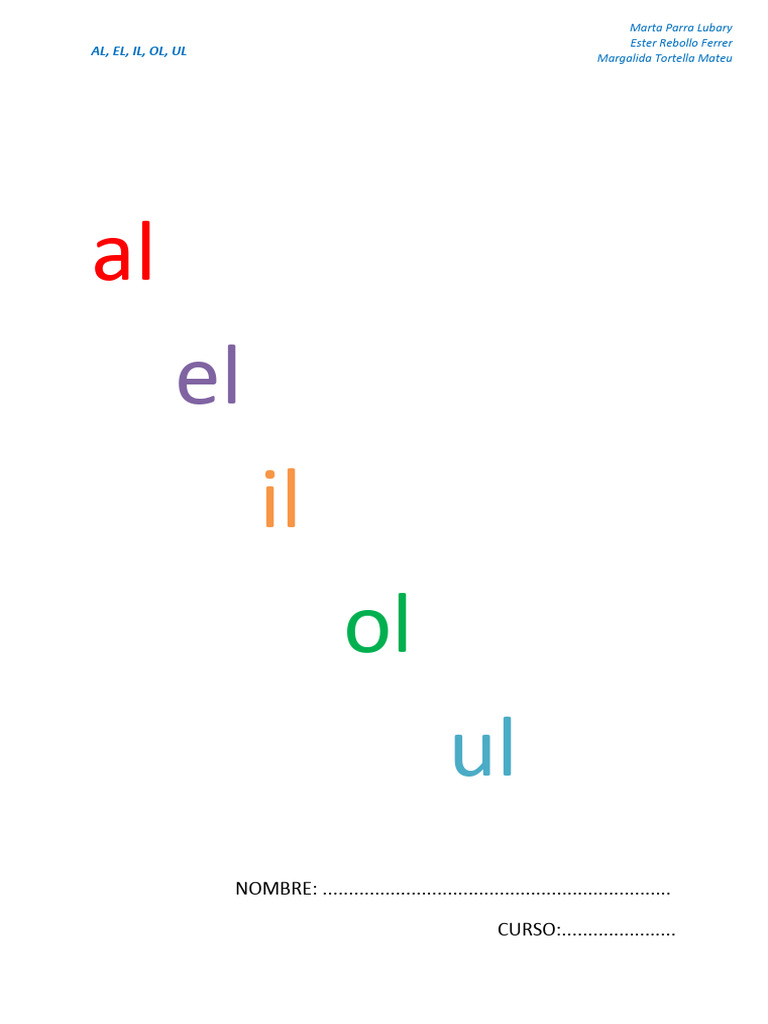 Actividades con sílabas al, el, il, ol, ul | PDF
