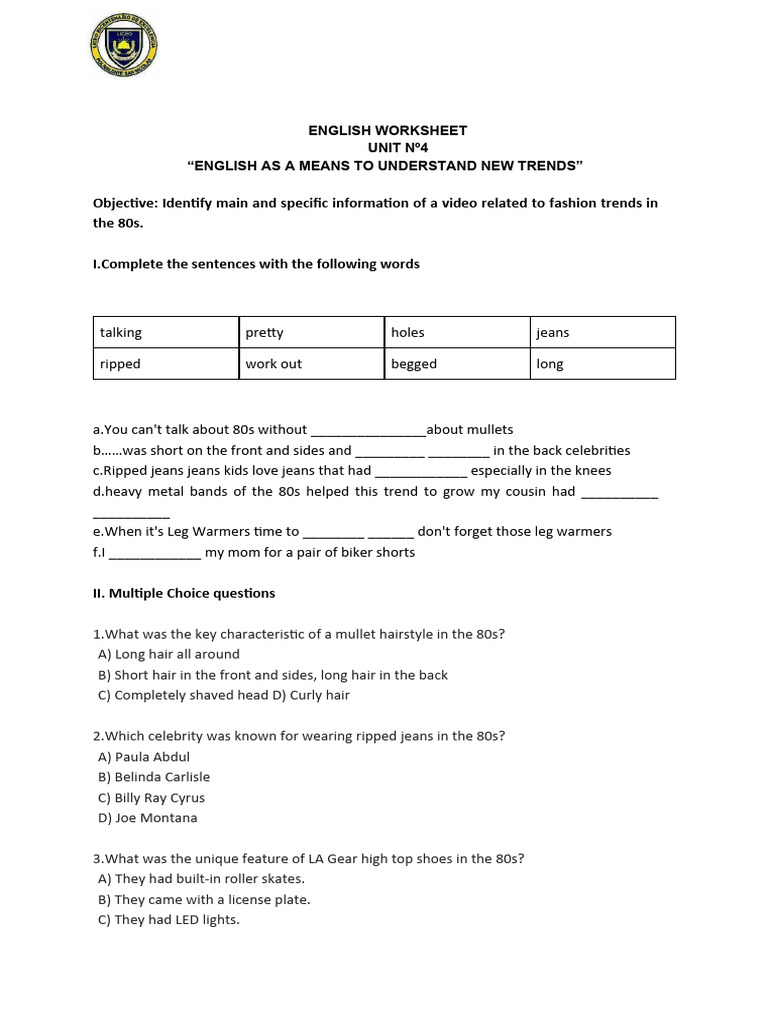 English Worksheet Fashion Trends | PDF | Softlines (Retail) | Clothing
