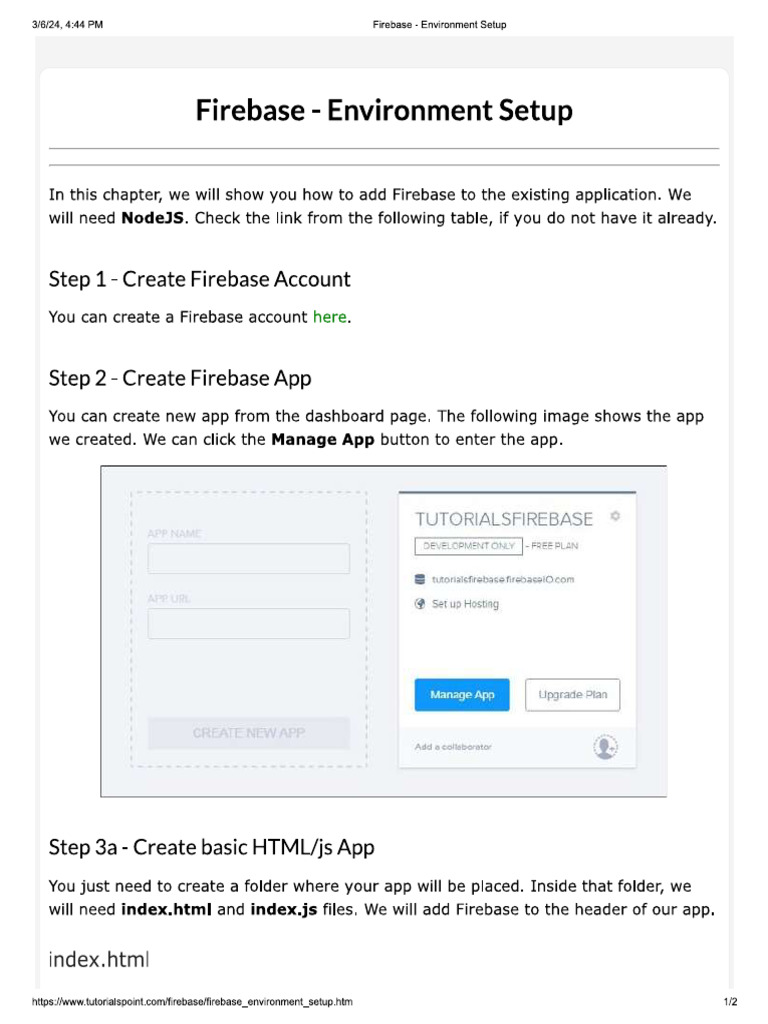 Firebase Setting Up | PDF
