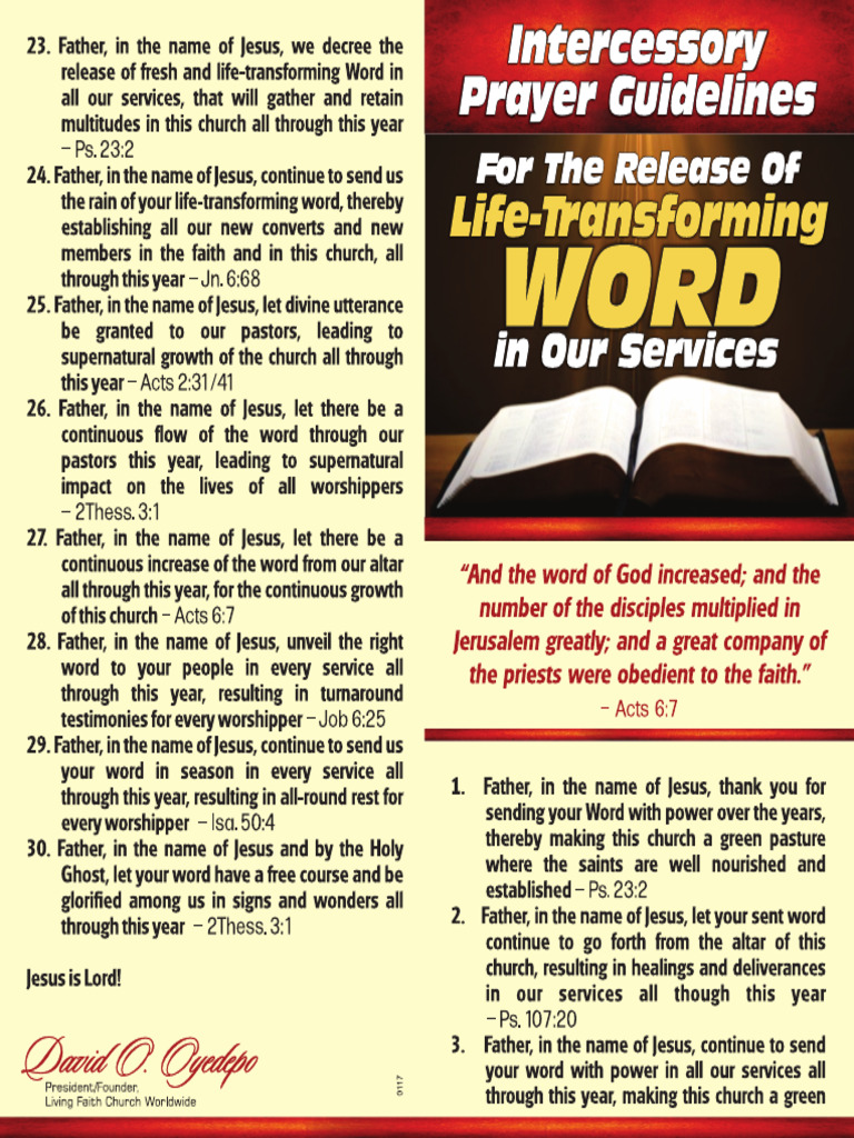 Intercessory Prayer Guidelines For Life Transforming Word in Our ...