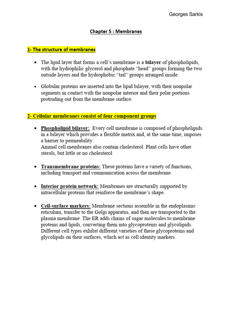 Chapter 5 Bio | PDF | Cell Membrane | Osmosis