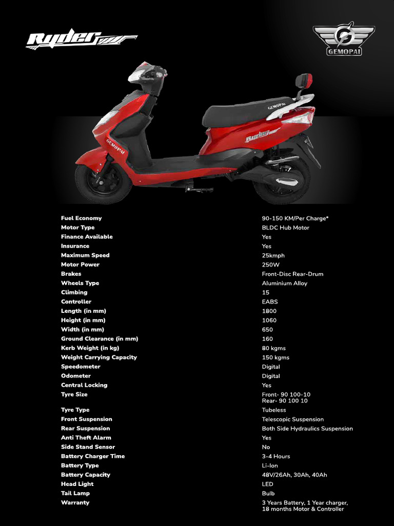 Ryder Specifications | PDF