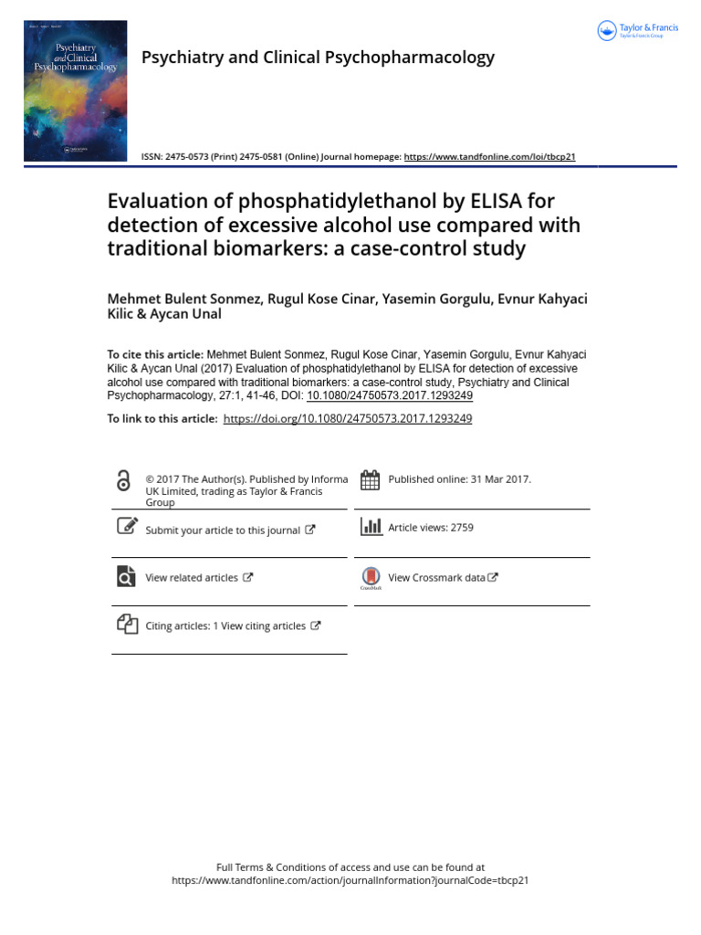 Evaluation of Phosphatidylethanol by ELISA For Detection of Excessive ...