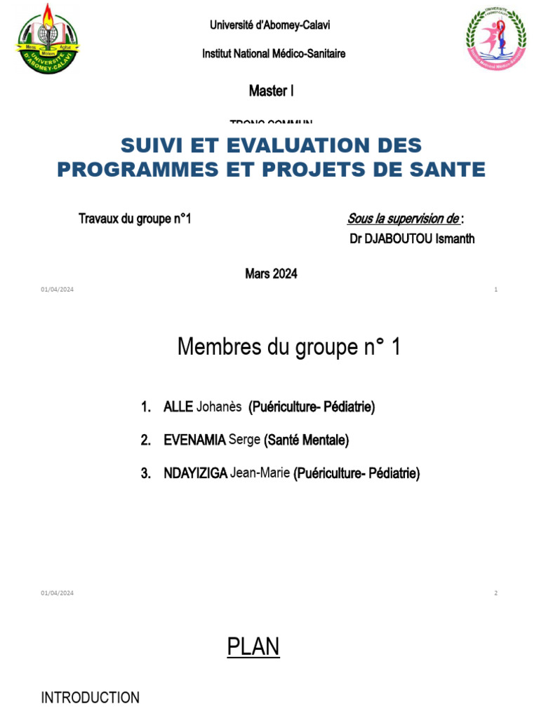 Suivi Et Evaluation | PDF | Partie prenante | Risque
