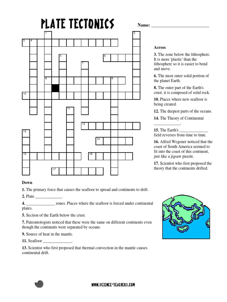 Worksheet - Plate Tectonics Crossword Puzzle | PDF | Plate Tectonics ...