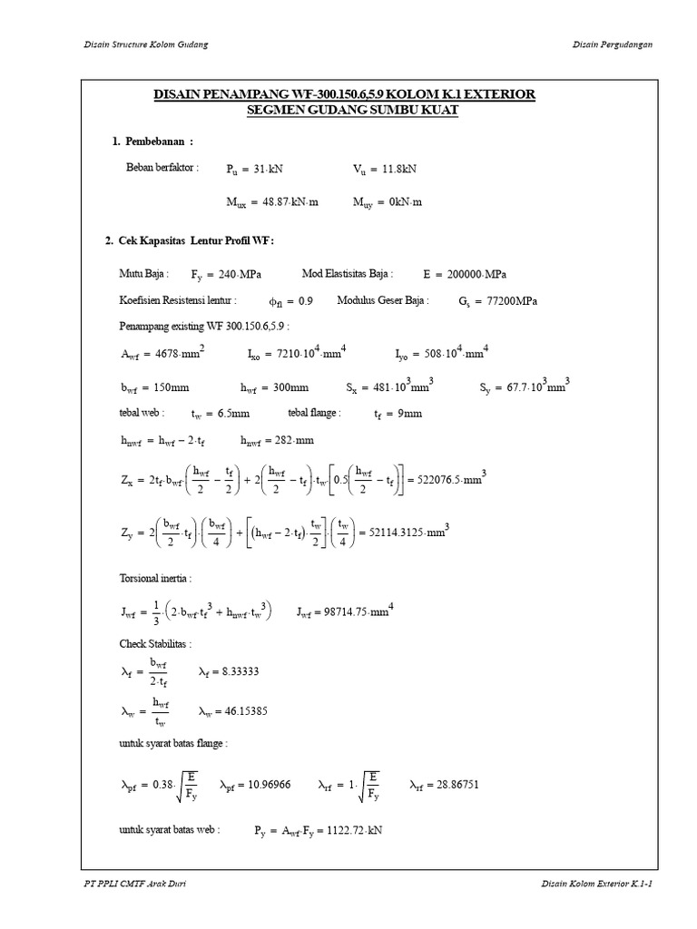 Mathcad - KOLOM WF300.150.5.8 | PDF