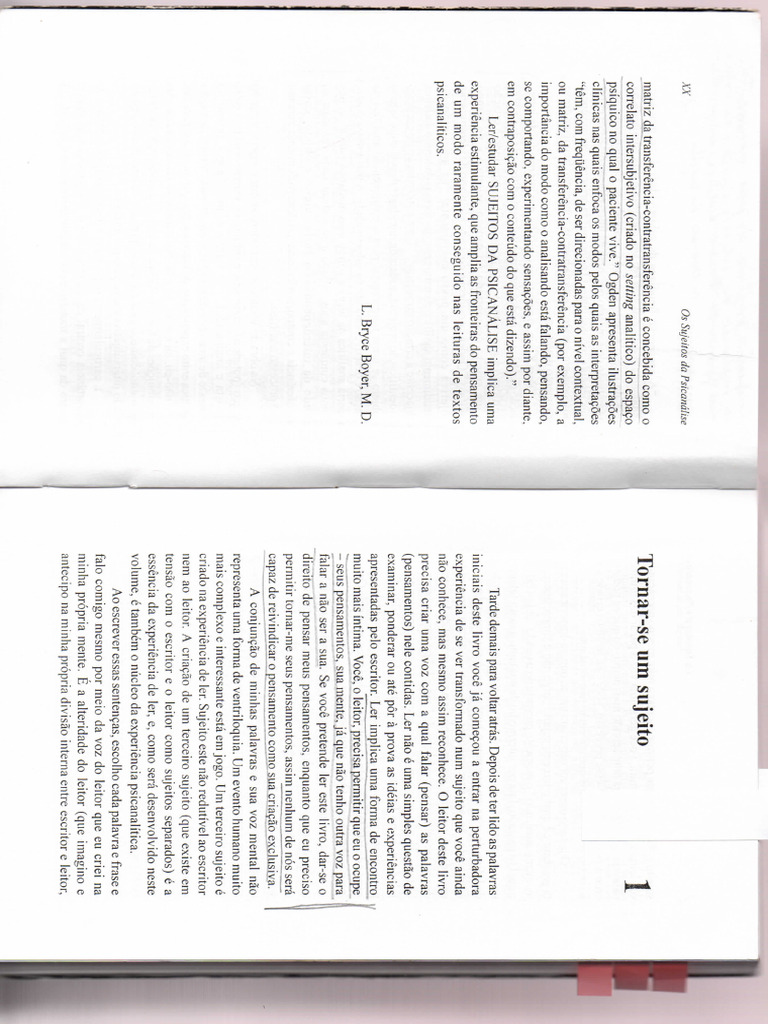 OGDEN T. 1994 Tornar Se Um Sujeito - Os Sujeito Da Psicanalise. Sao ...