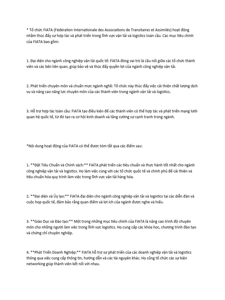 T CH C FIATA (N I Dung Và Múc Đích Ho T Đ NG) | PDF
