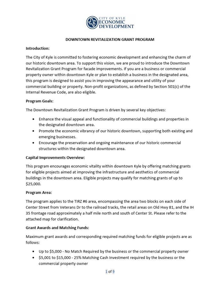 Downtown Revitalization Grant Program | PDF | Commercial Property ...