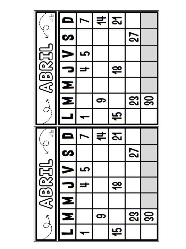 Abril Calendario para Completar | PDF