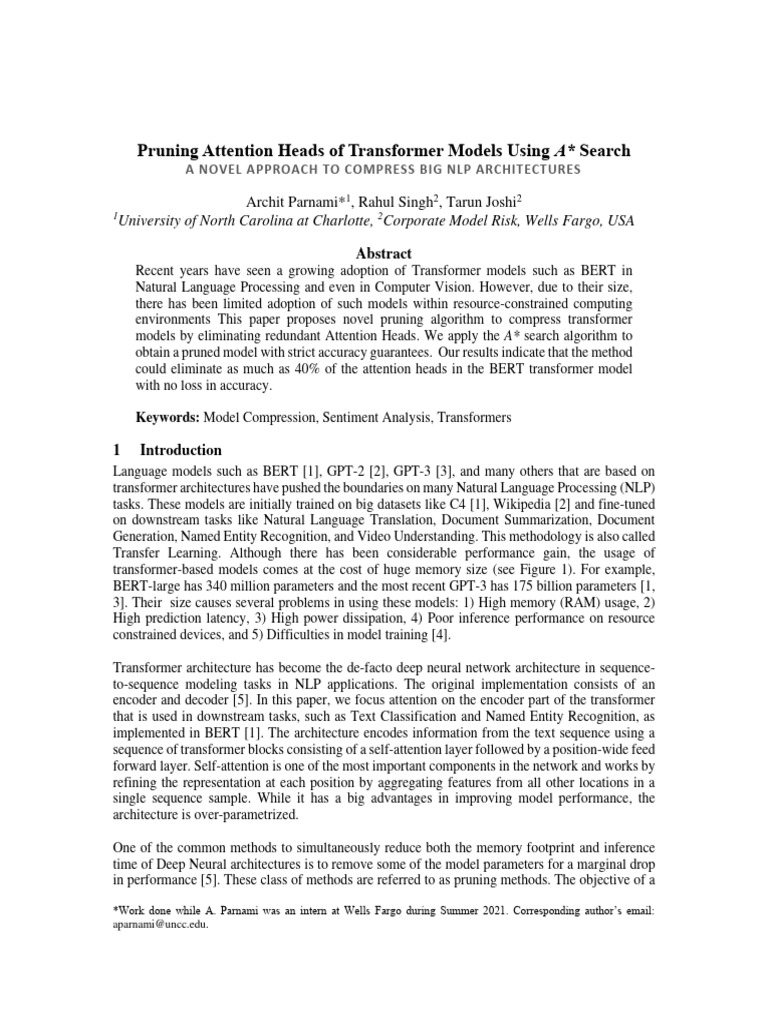 Pruning Attention Heads Of Transformer Models Using A Search Pdf Applied Mathematics