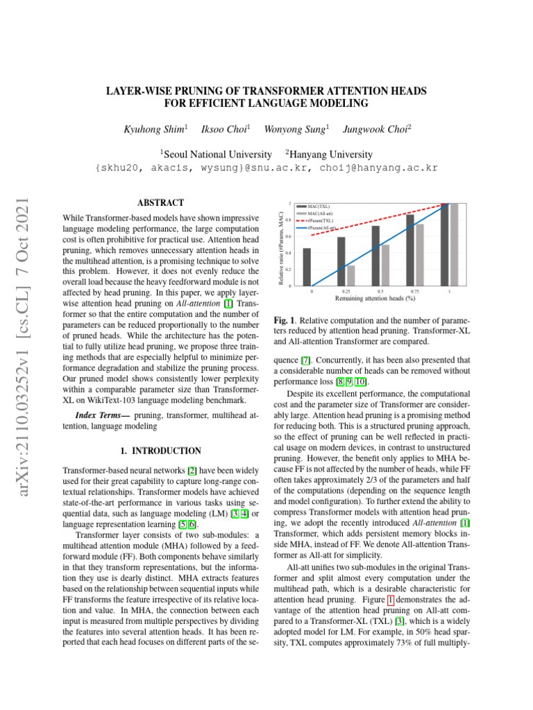 Layer-Wise Pruning of Transformer Attention Heads For Efficient Language Modeling | PDF ...