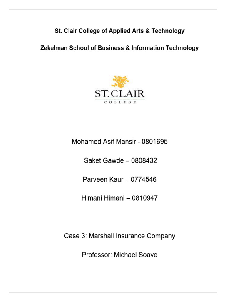 IBM 1003 Case 3 Marshall Insurance Company | PDF | Economies Of Scale ...