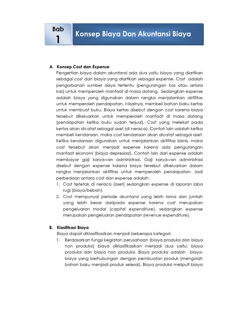 Bab 1-Konsep Biaya Dan Akt Biaya | PDF