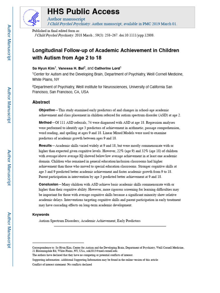 Estudio Longitudinal TEA | PDF | Autism Spectrum | Wechsler Adult ...