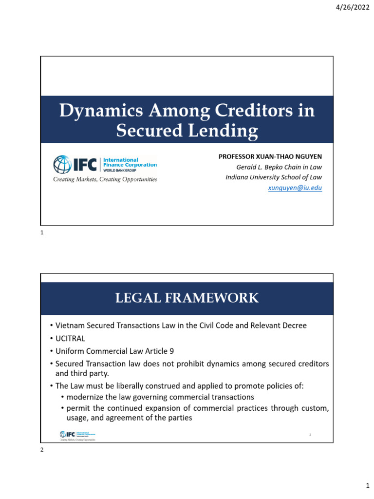 Dynamics Among Creditors in Secured Lending Updated | PDF | Security ...
