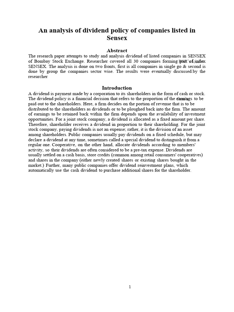 AFM Project | PDF | Dividend | Loans