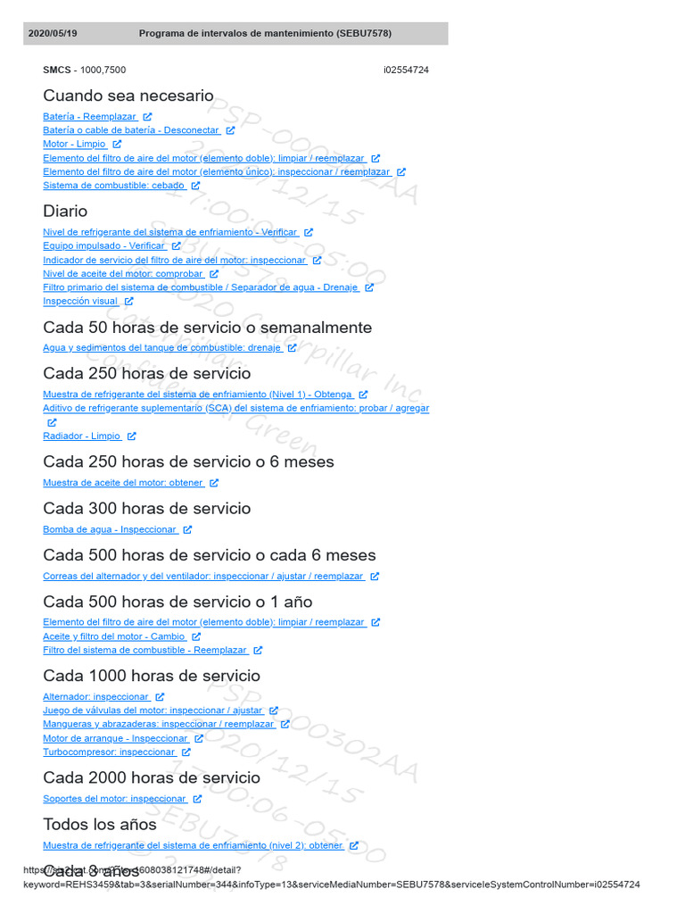 Programas Intervalos de Mantenimineto | PDF | Refrigerante | Motores
