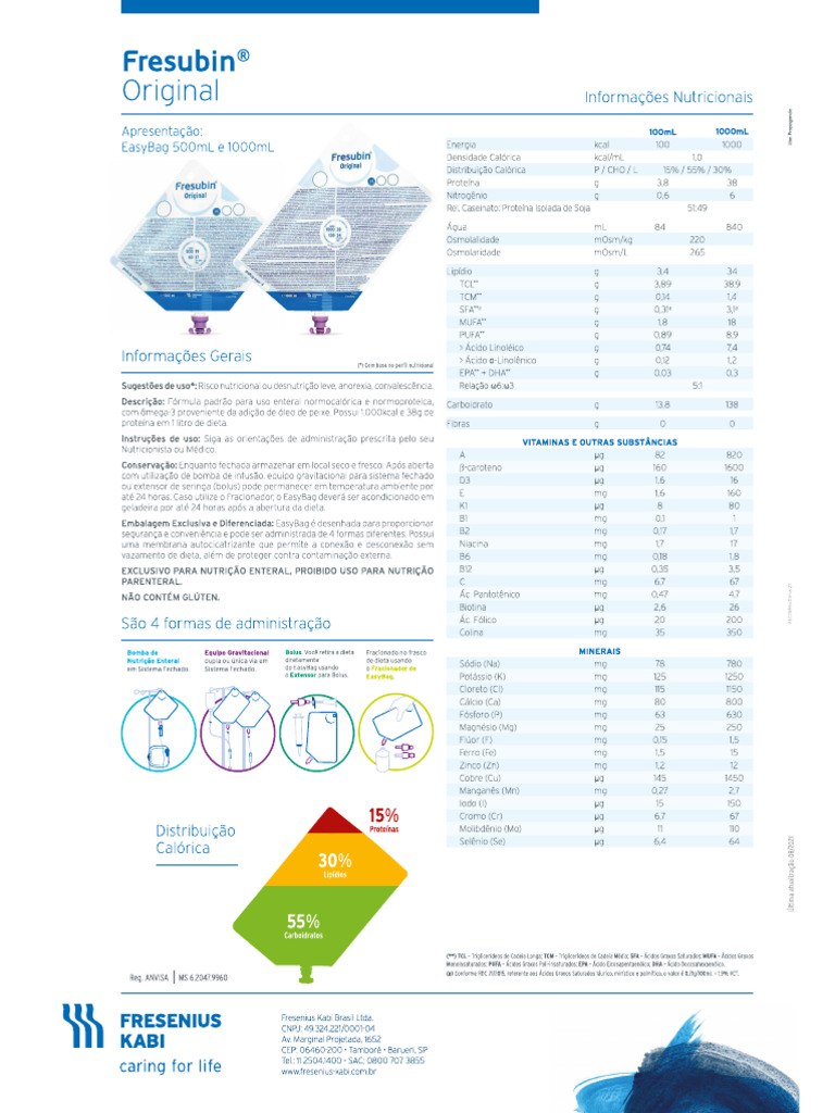 Ficha Tecnica Fresubin Original | PDF