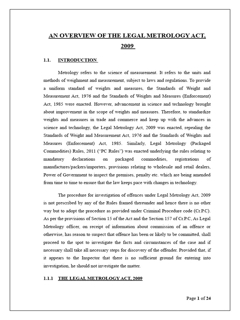 Overview of the Legal Metrology Act 2009 | PDF | License | Prosecutor