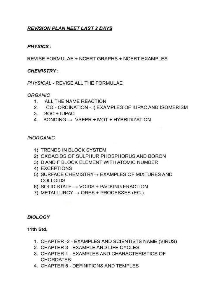 Revision Plan | PDF
