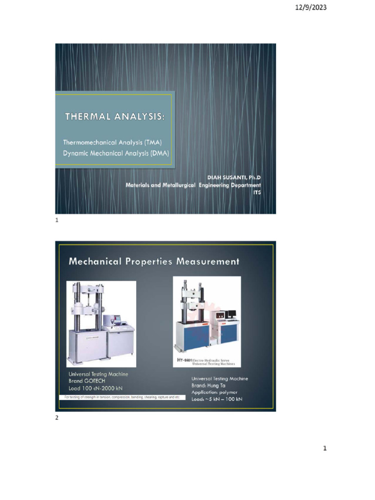 Thermal Analysis Dma Tma | PDF