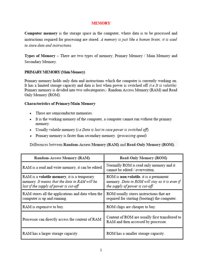Memory (Storage) | PDF | Computer Data Storage | Random Access Memory Memory (Storage) | PDF | Computer Data Storage | Random Access Memory