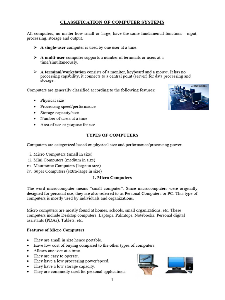 Classification of Computer Systems | PDF | Microcomputers | Personal Computers