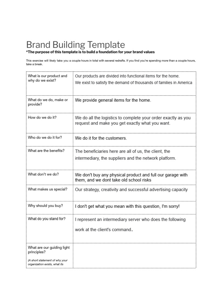 ?2023 Brand Building Template | PDF