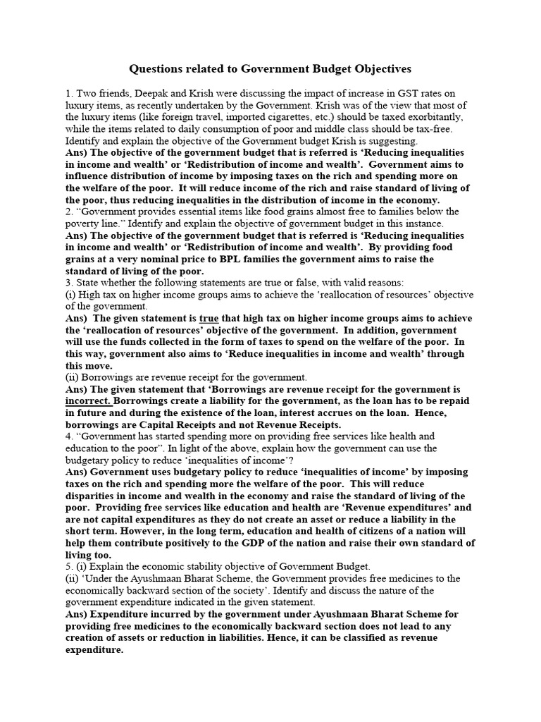 Government Budget and Income Redistribution | PDF | Taxes | Economic ...